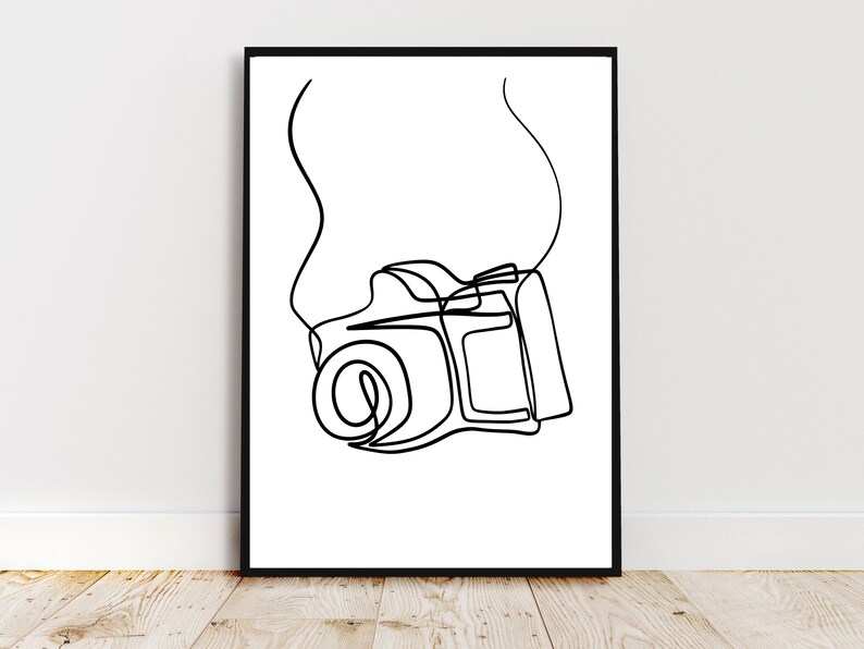 Minimalist Camera Line Art, Photographer Line Art Drawing, Photography ...