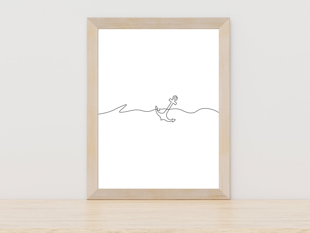 Anchor Line Art, Anchor One Line Drawing Print, Minimalist Iron Anchor ...