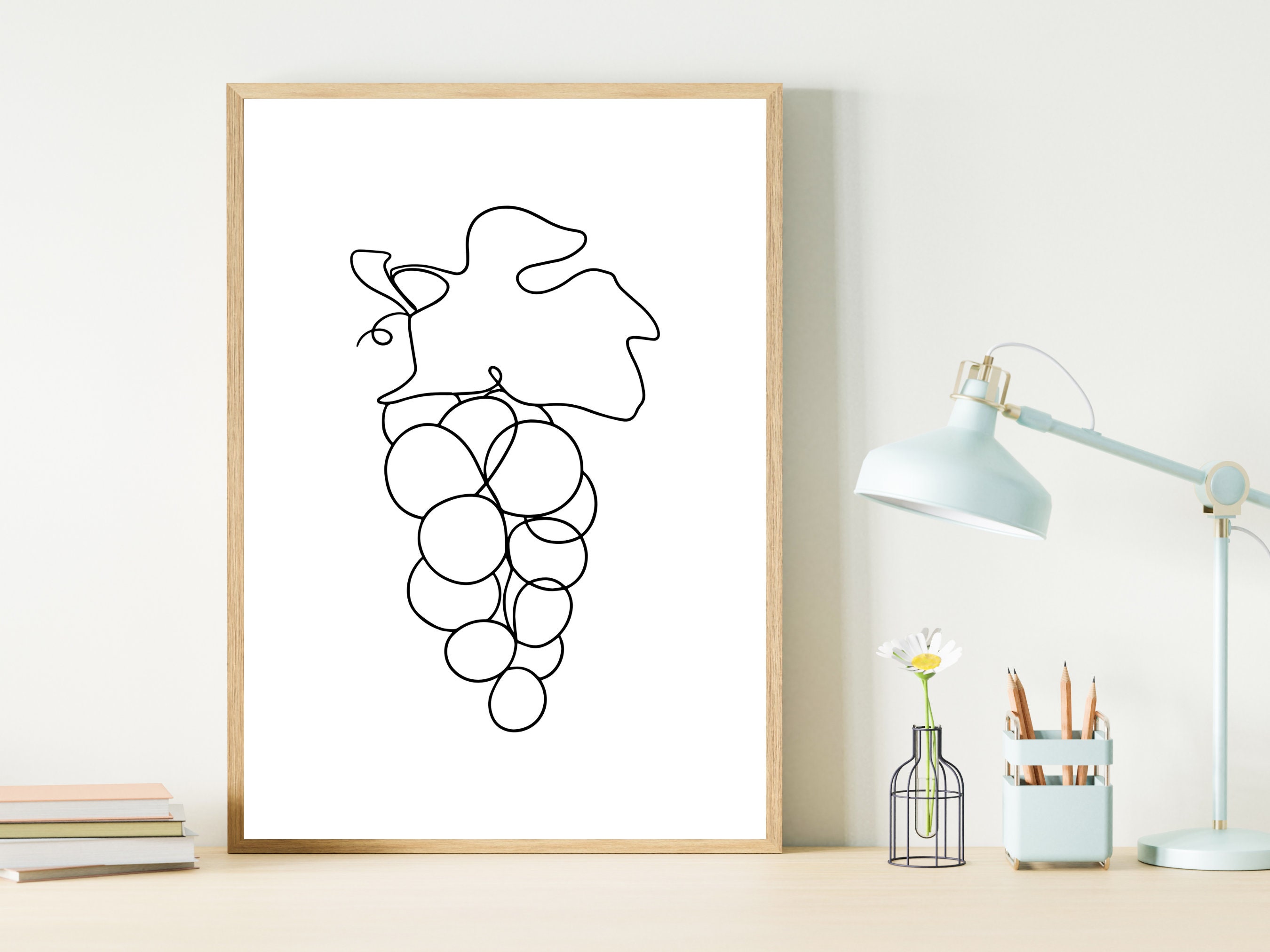 Wine Grapes Line Art Grape Vine Art Grape One Line Print - Etsy