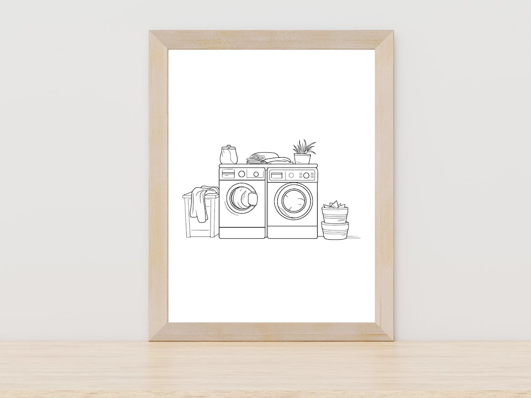 Washer and Dryer Line Art, Washer and Dryer Room Decor, Laundry Line ...