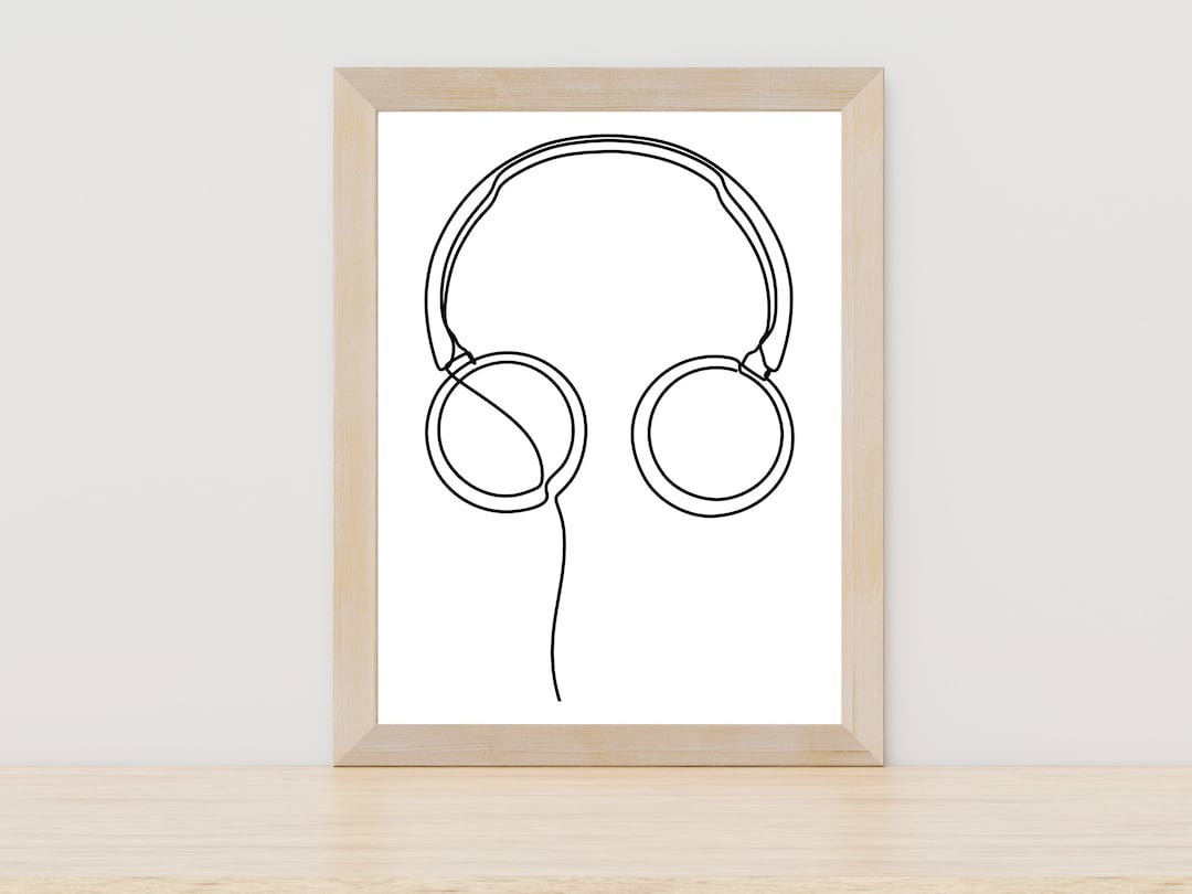 Headphones Line Art Minimalist Headphones Wall Art Headphones Digital ...