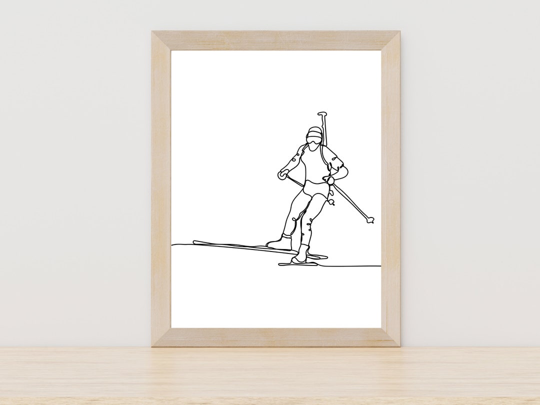 Ski Line Art, Skier Wall Art Print, Sport Minimalist Abstract Print ...