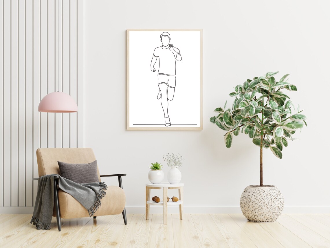 Minimalist Running Line Art Runner Line Art Run Wall Art Print - Etsy