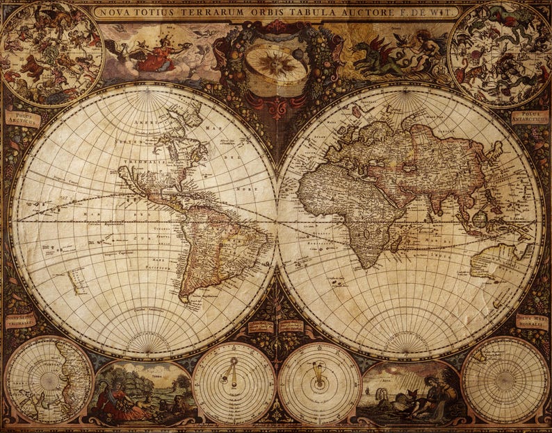 Vintage Map Printable | 1720 Antique Map | High-resolution Digital Download | Vintage Wall Art ...