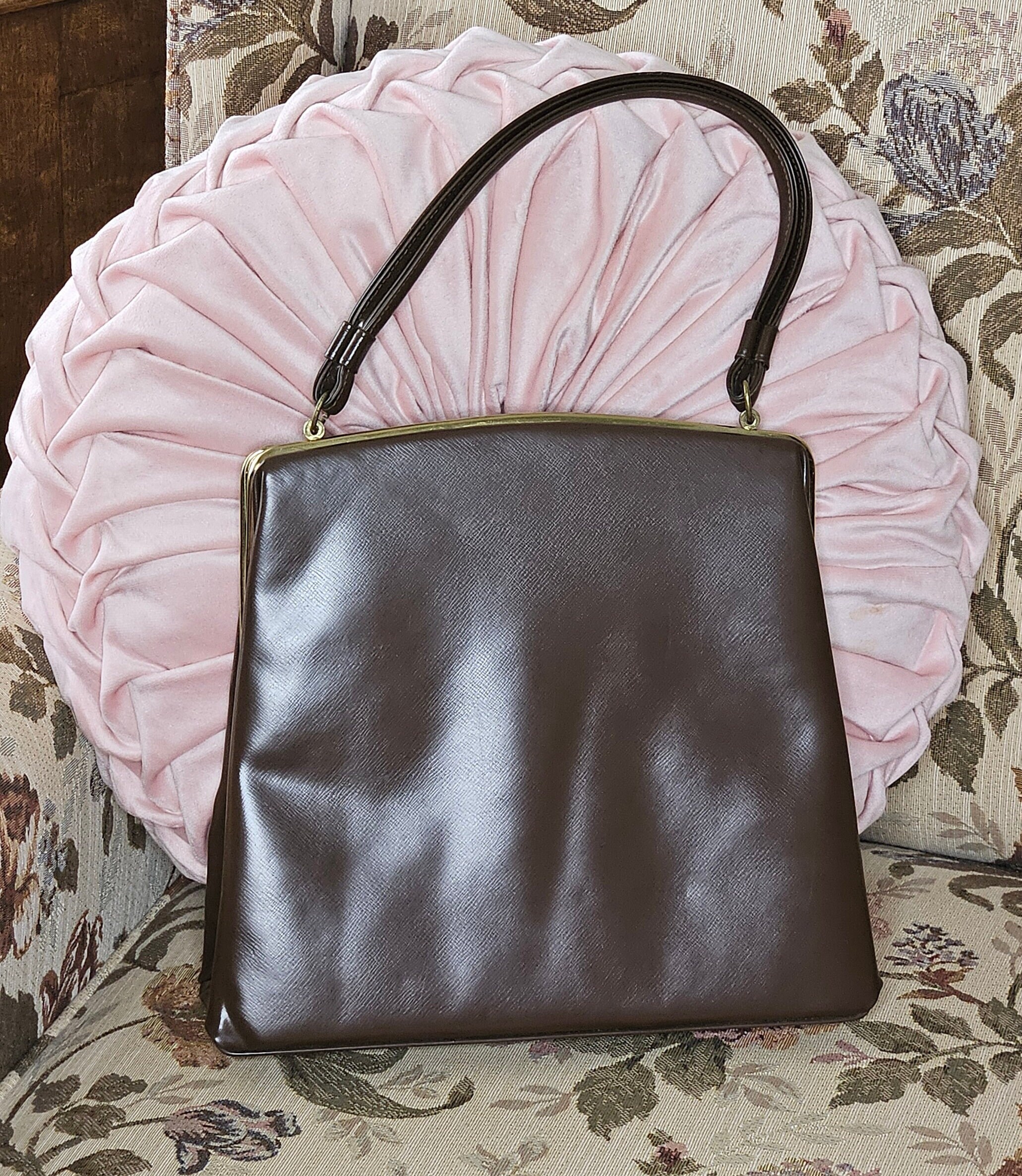 1950s Brown Faux Leather Handbag - Etsy