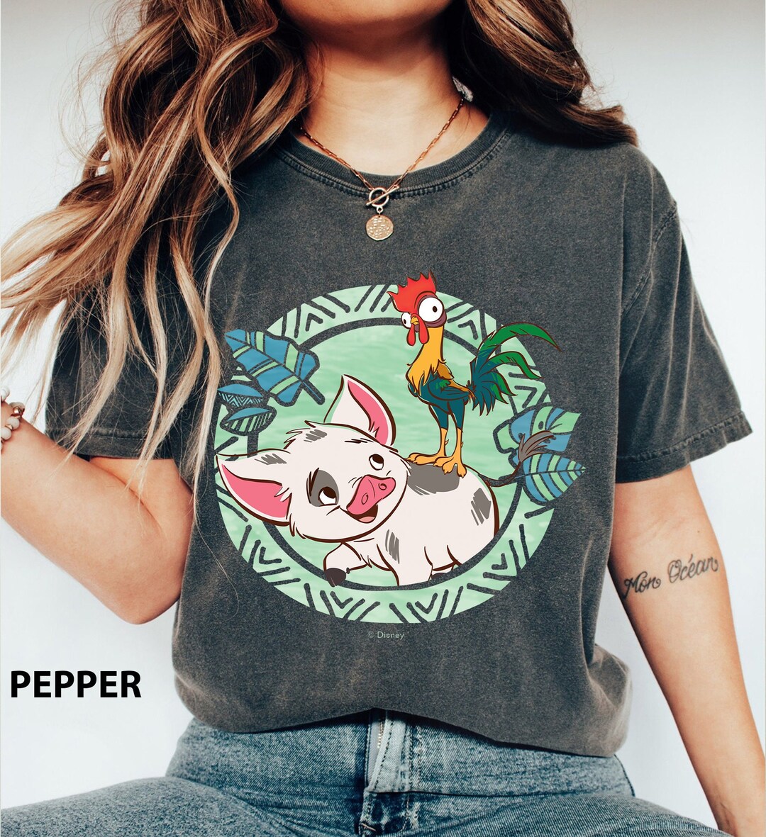 Disney Moana Shirt, Disney Moana 70s Style Floral Pua and Hei Hei Shirt ...