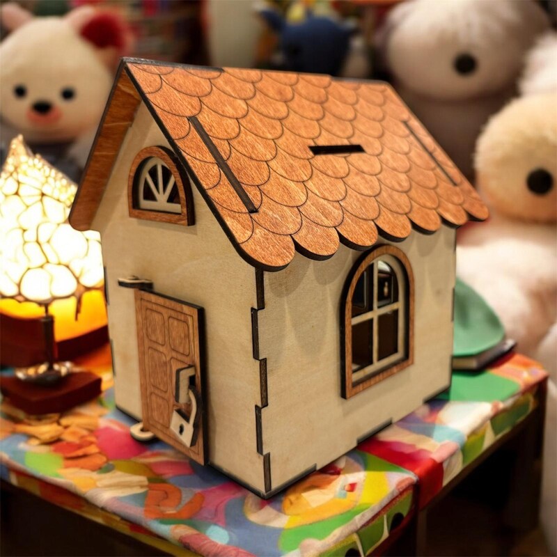Wooden House Bank - Etsy