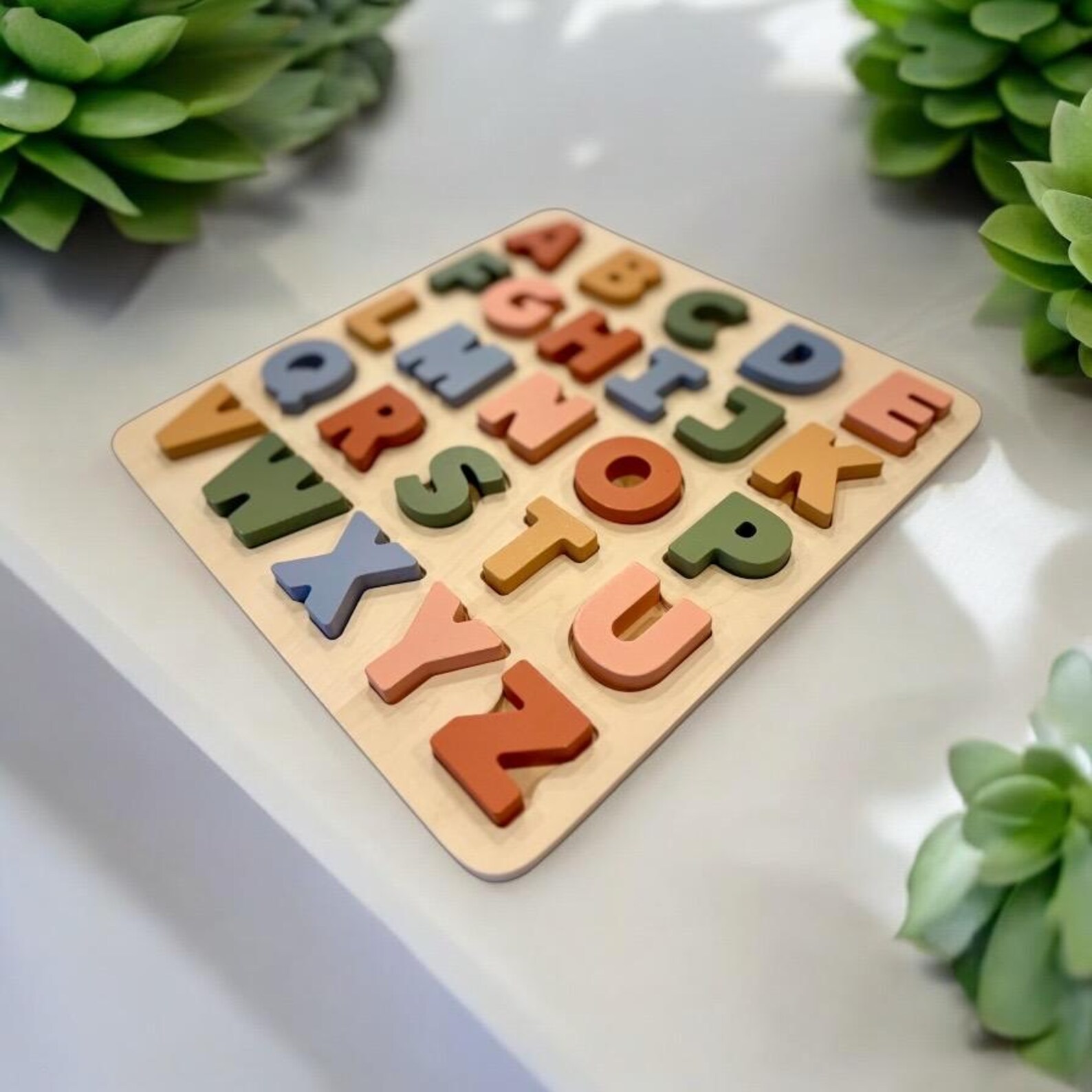 Wooden Alphabet Puzzle: Colorful Montessori Learning Toy for Kids - Etsy