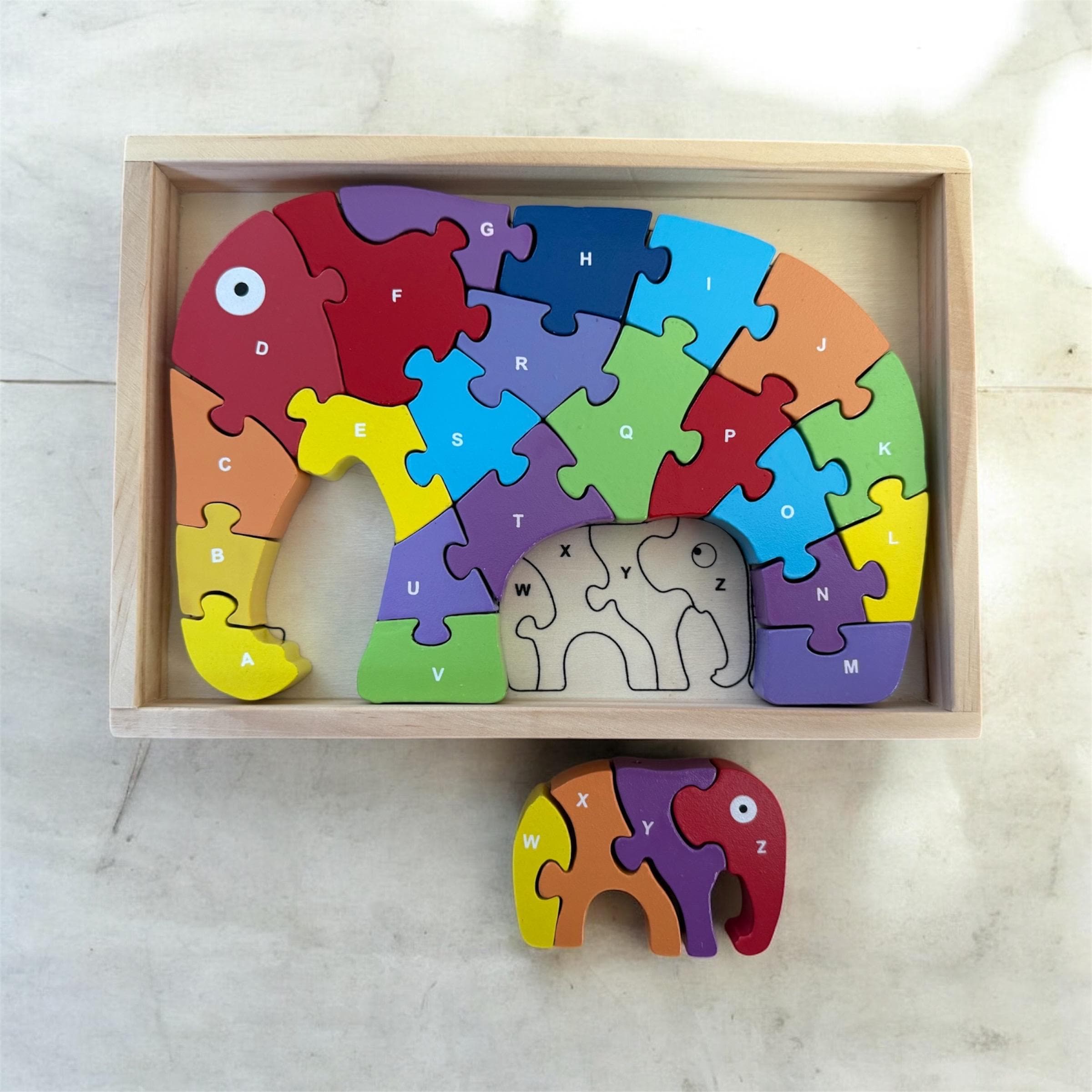 Wooden Alphabet Puzzle: Colorful Montessori Learning Toy for Kids - Etsy