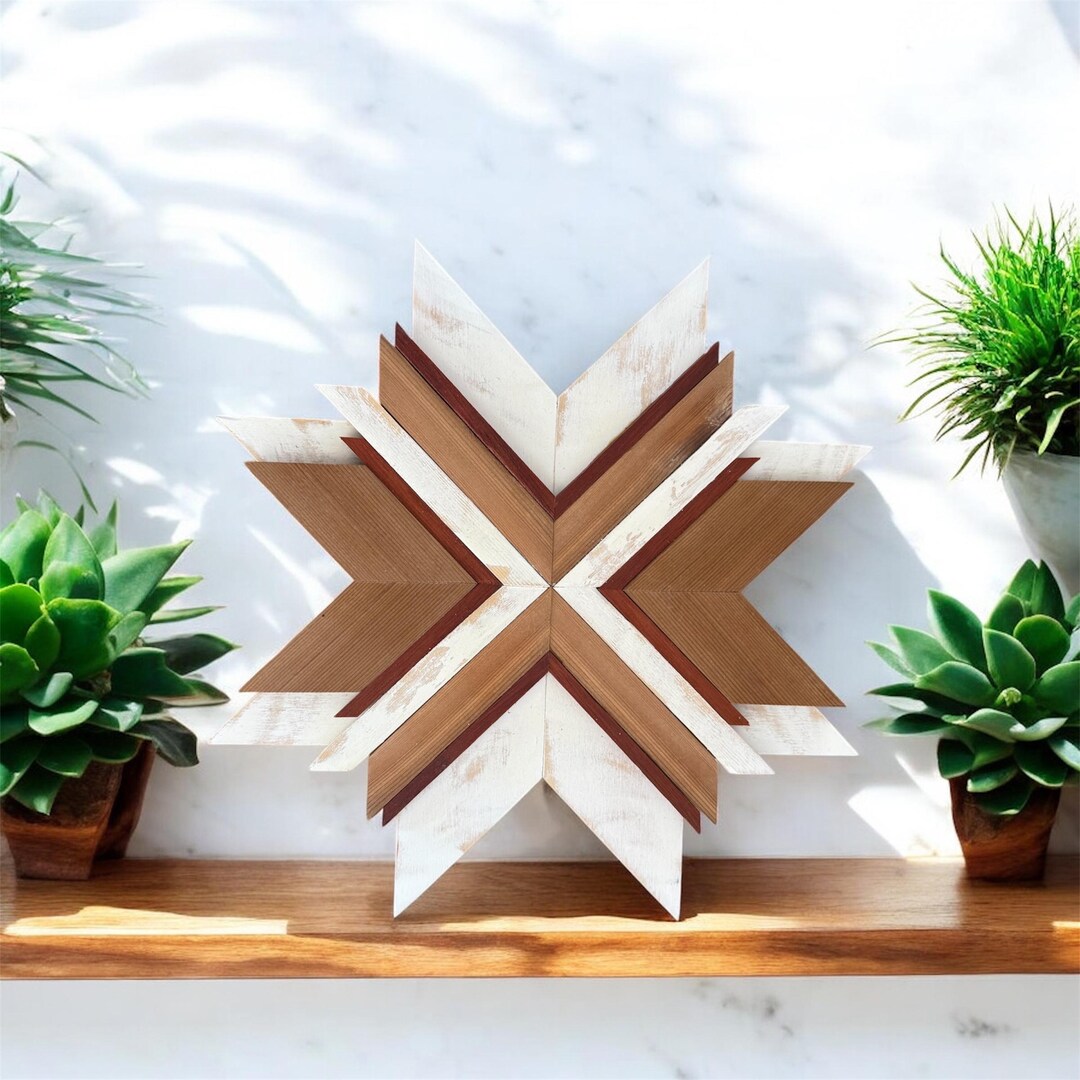 Wooden Star Geometric Wall Art Modern Farmhouse Decoration Housewarming ...