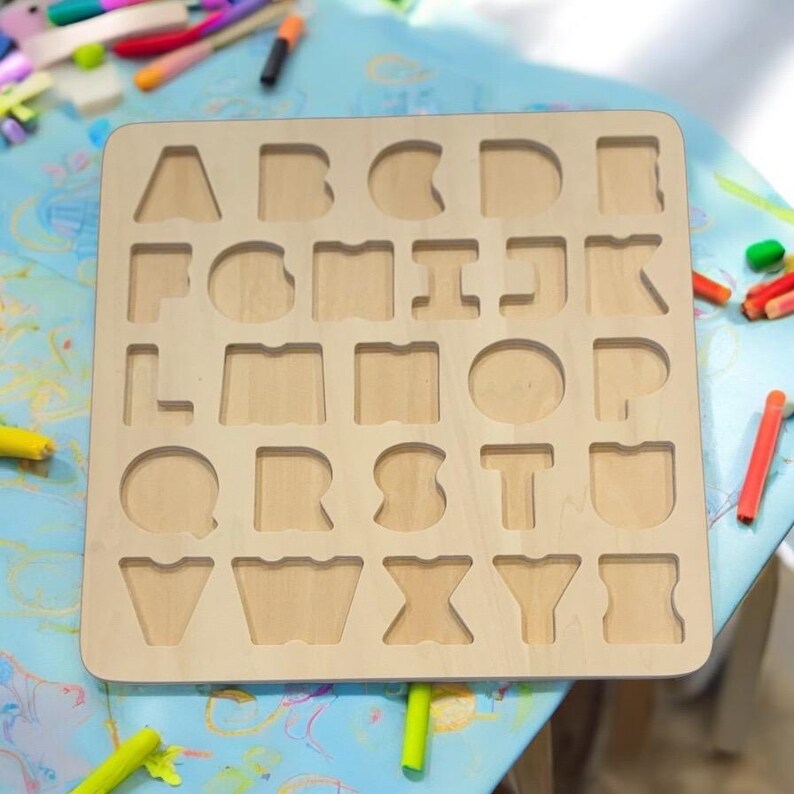 Colorful Wooden Alphabet Puzzle: Kids Learning Toy, Elephant Design - Etsy
