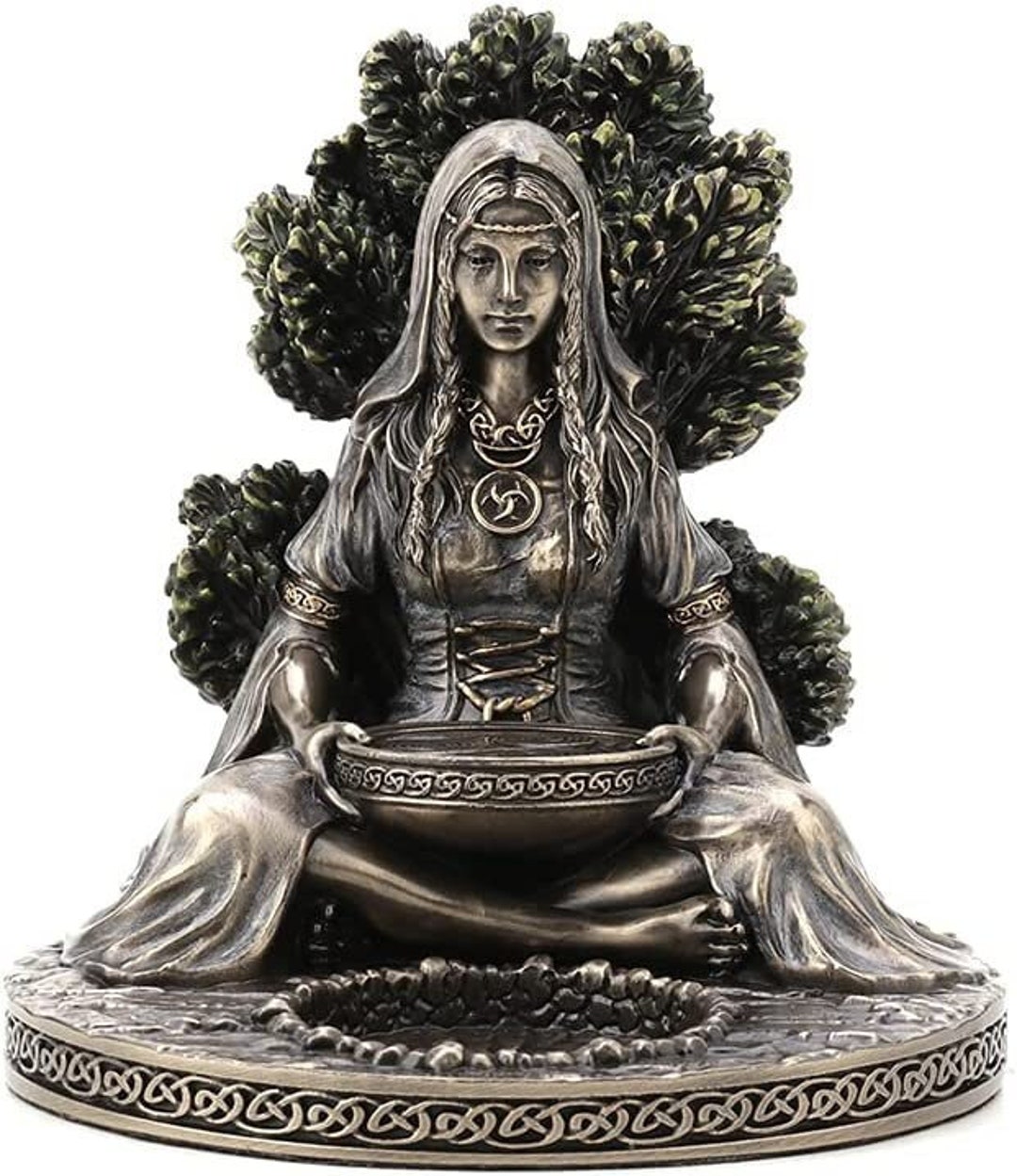 4 7/8 Tall Celtic Goddess Danu Tealight Candle Holder Cold Cast Bronzed Resin Sculpture Wiccan ...