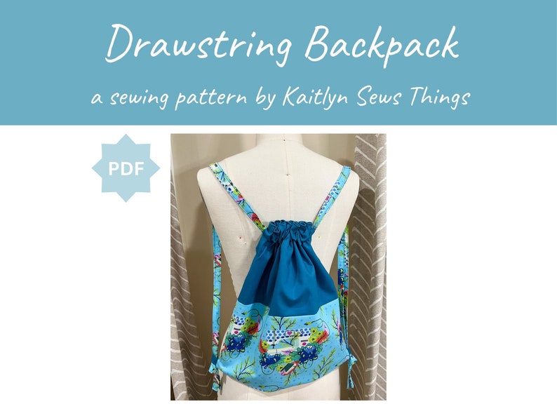 Drawstring Backpack Sewing Pattern, Beginner Bag Pattern, Kids Backpack ...