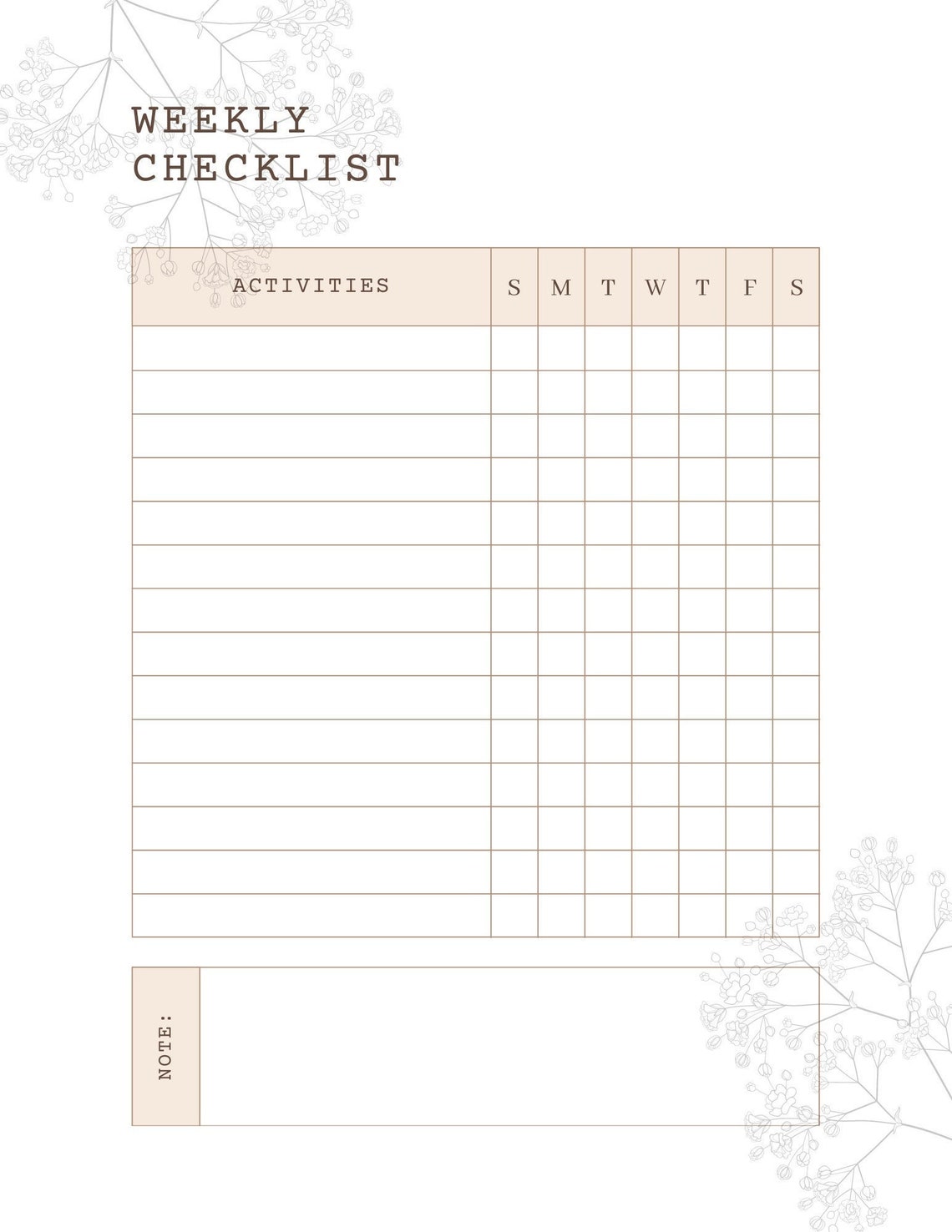 Weekly Checklist Printable, to Do List Template, Weekly Productivity - Etsy