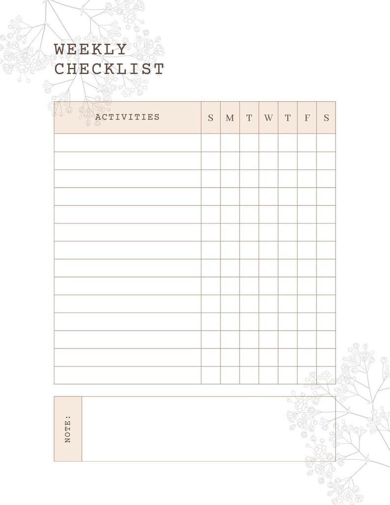 Weekly Checklist Printable, to Do List Template, Weekly Productivity - Etsy