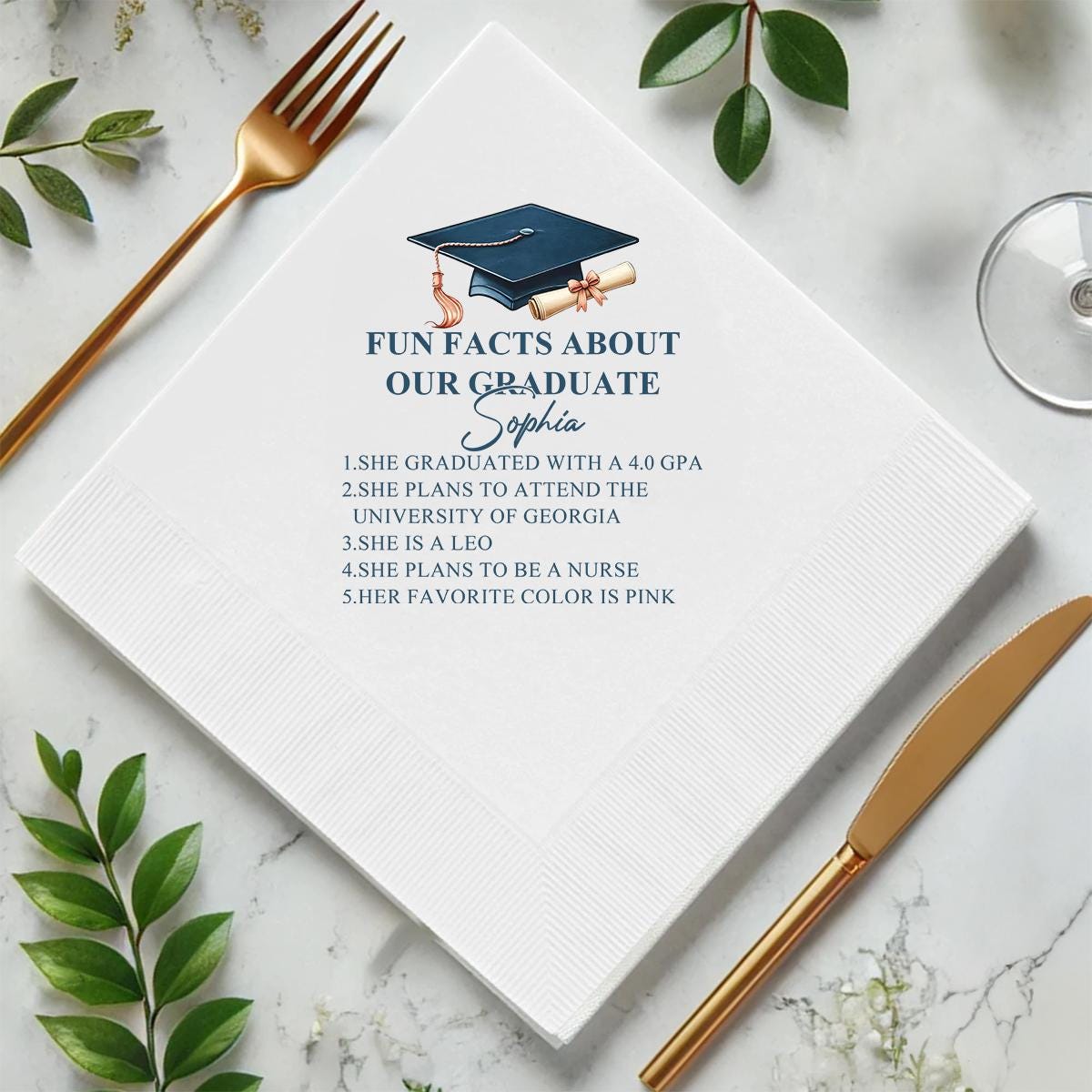 Personalized Fun Facts Graduation Napkins, Beverage Napkins for ...