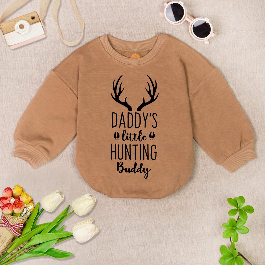 Daddy's Little Hunting Buddy Baby Romper Sweater, Hunting Boy Baby ...