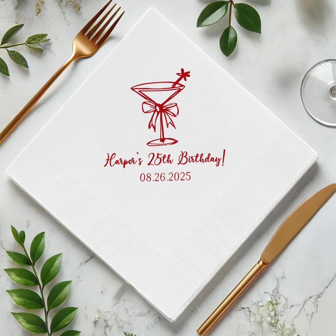 Personalized Birthday Napkins, Custom Birthday Cocktail Napkins ...