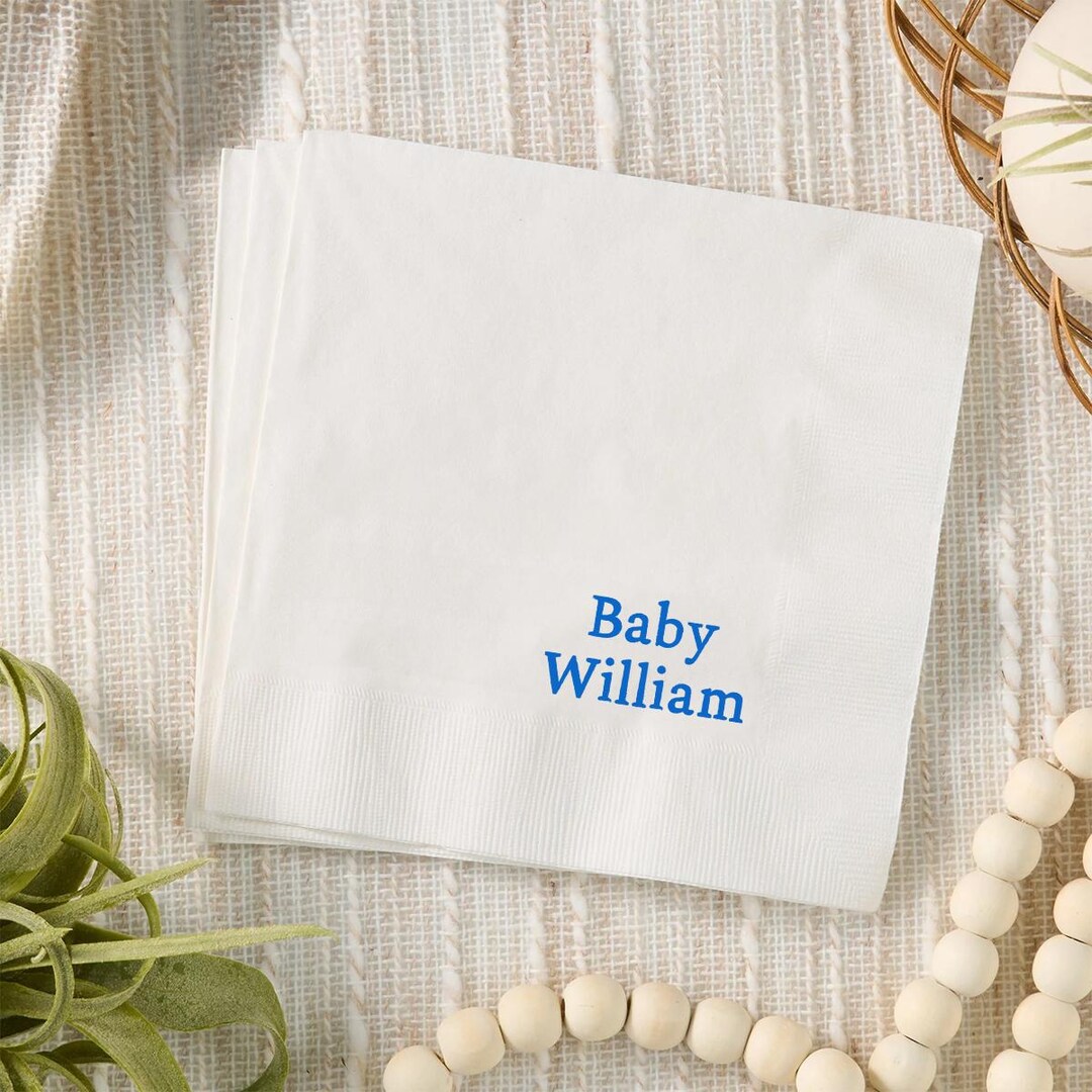 Custom Baby Shower Napkins, Personalized Name Baby Napkins ...