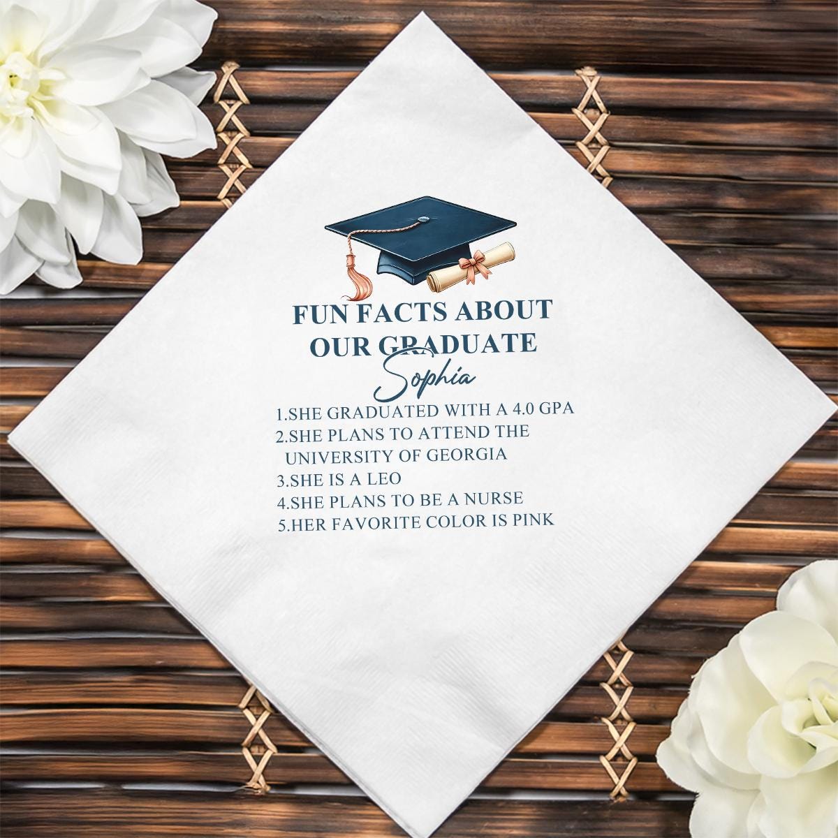 Personalized Fun Facts Graduation Napkins, Beverage Napkins for ...