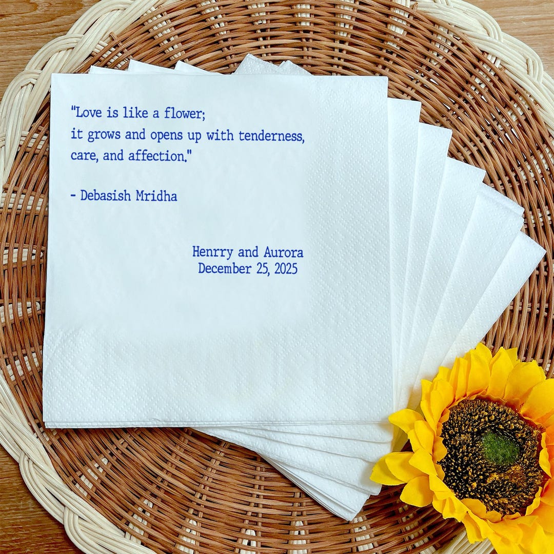 Personalized Inspirational Sentence Wedding Napkins, Custom Love Quotes ...