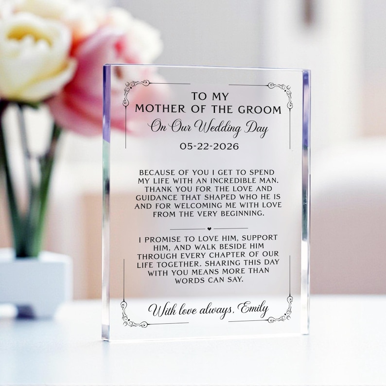 Mother of the Groom Gift From Bride, Wedding Day Thank You Gift ...