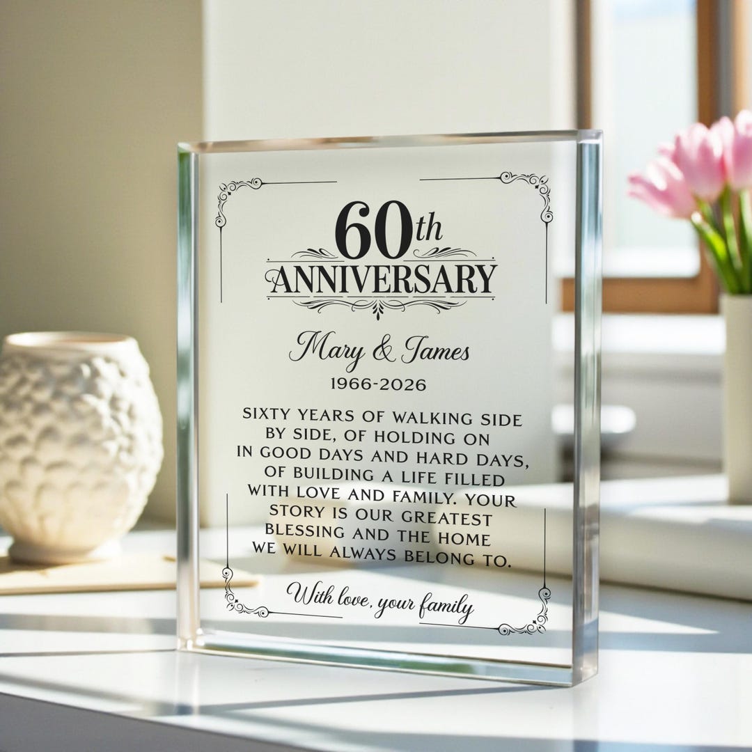 60th Wedding Anniversary Gift for Parents, Personalized Diamond ...