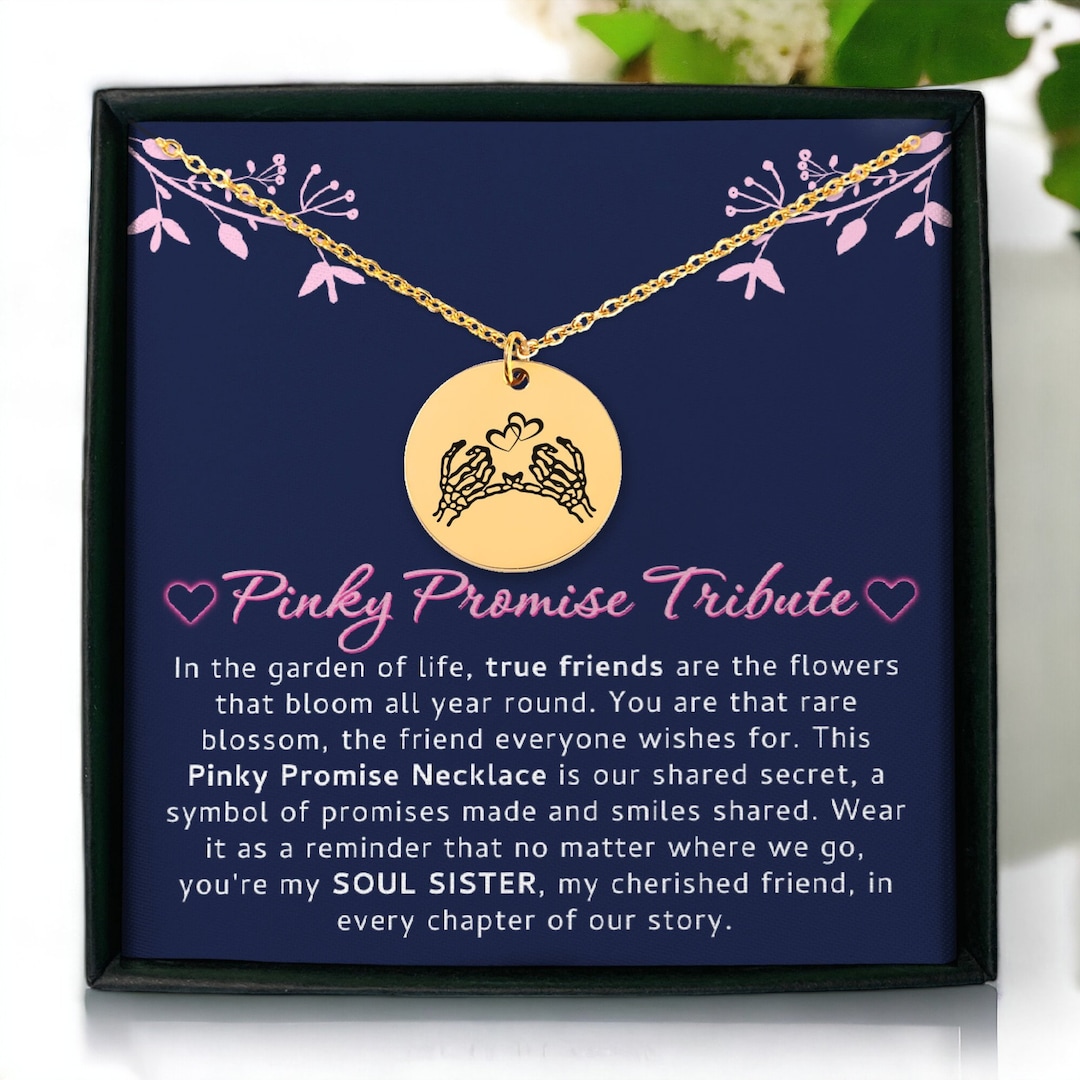 Double Skeleton Pinky Swear Heart Necklace, Best Friend Gift, Goth ...