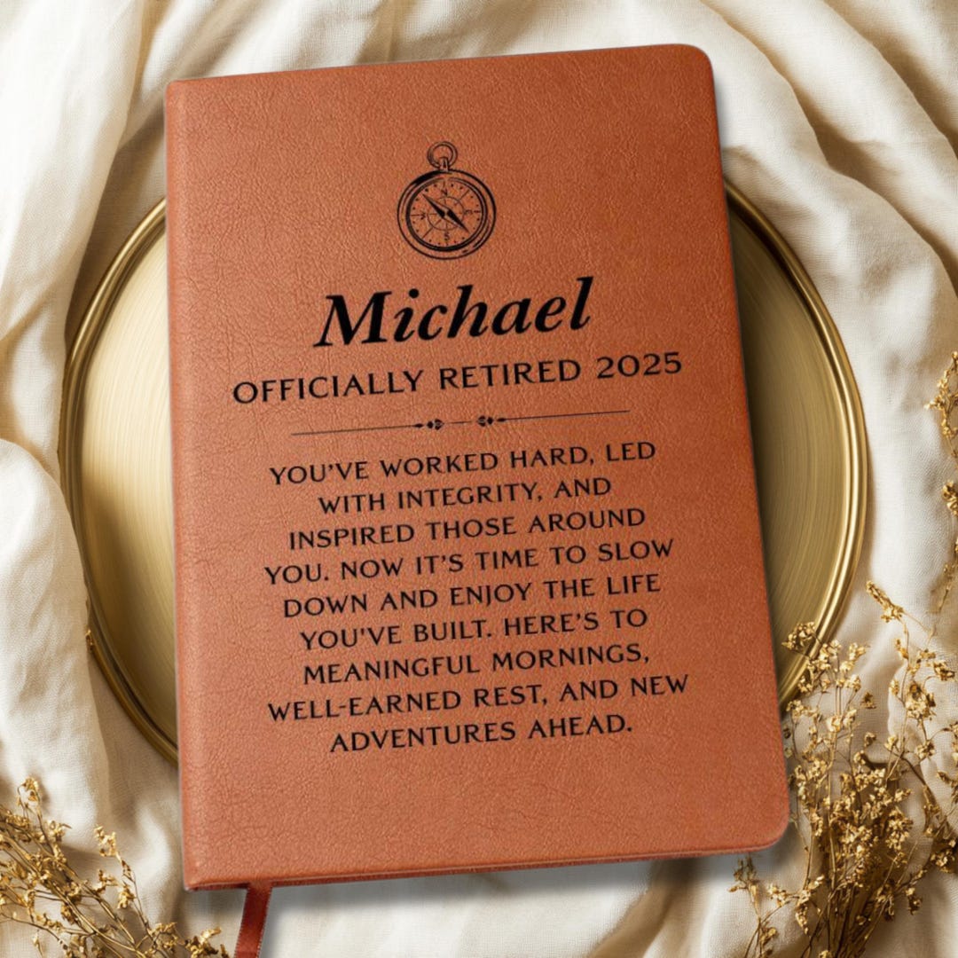 Retirement Gift for Him, Personalized Leather Journal, Custom Gift for ...