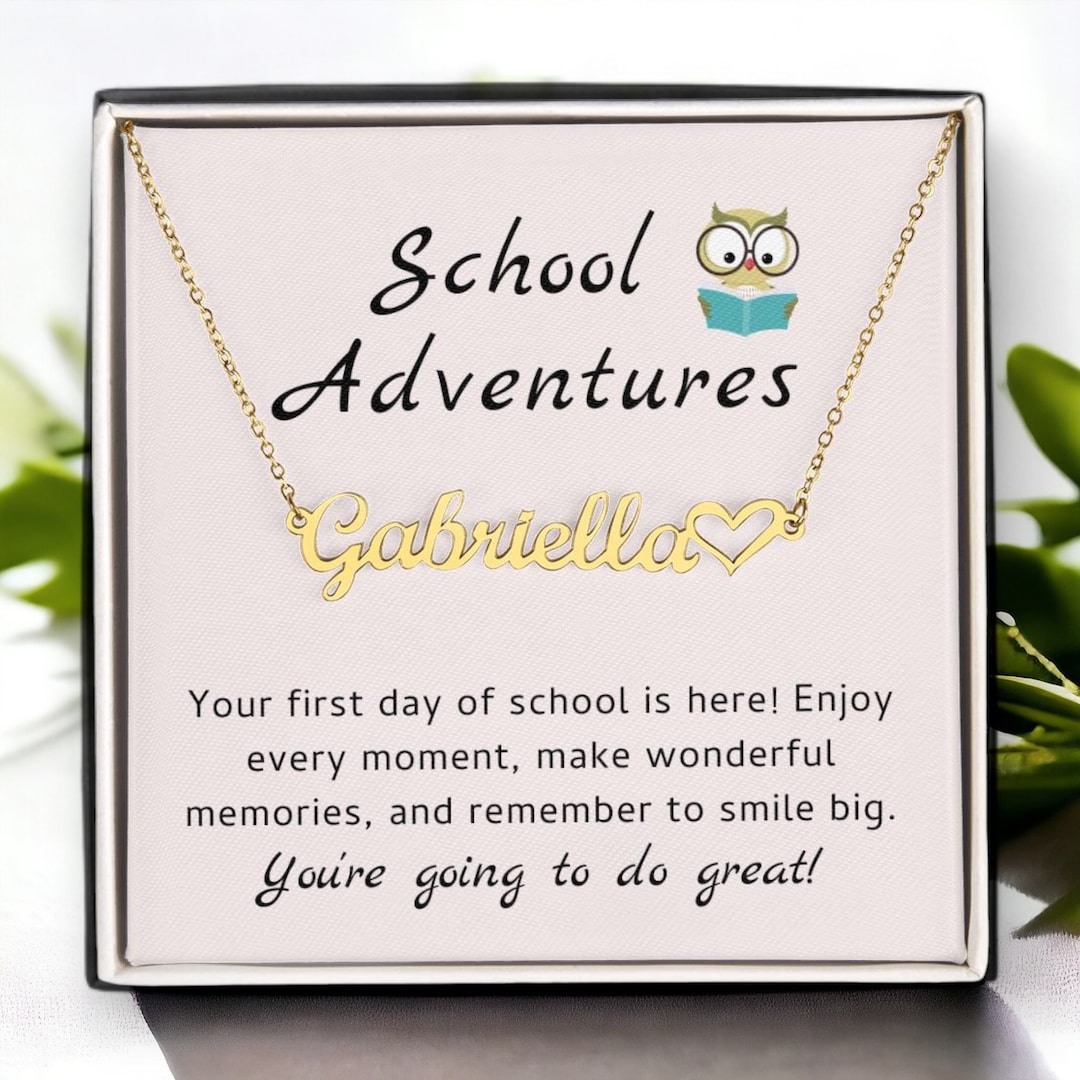 Personalized First Day of School Necklace Custom Name Necklace With ...