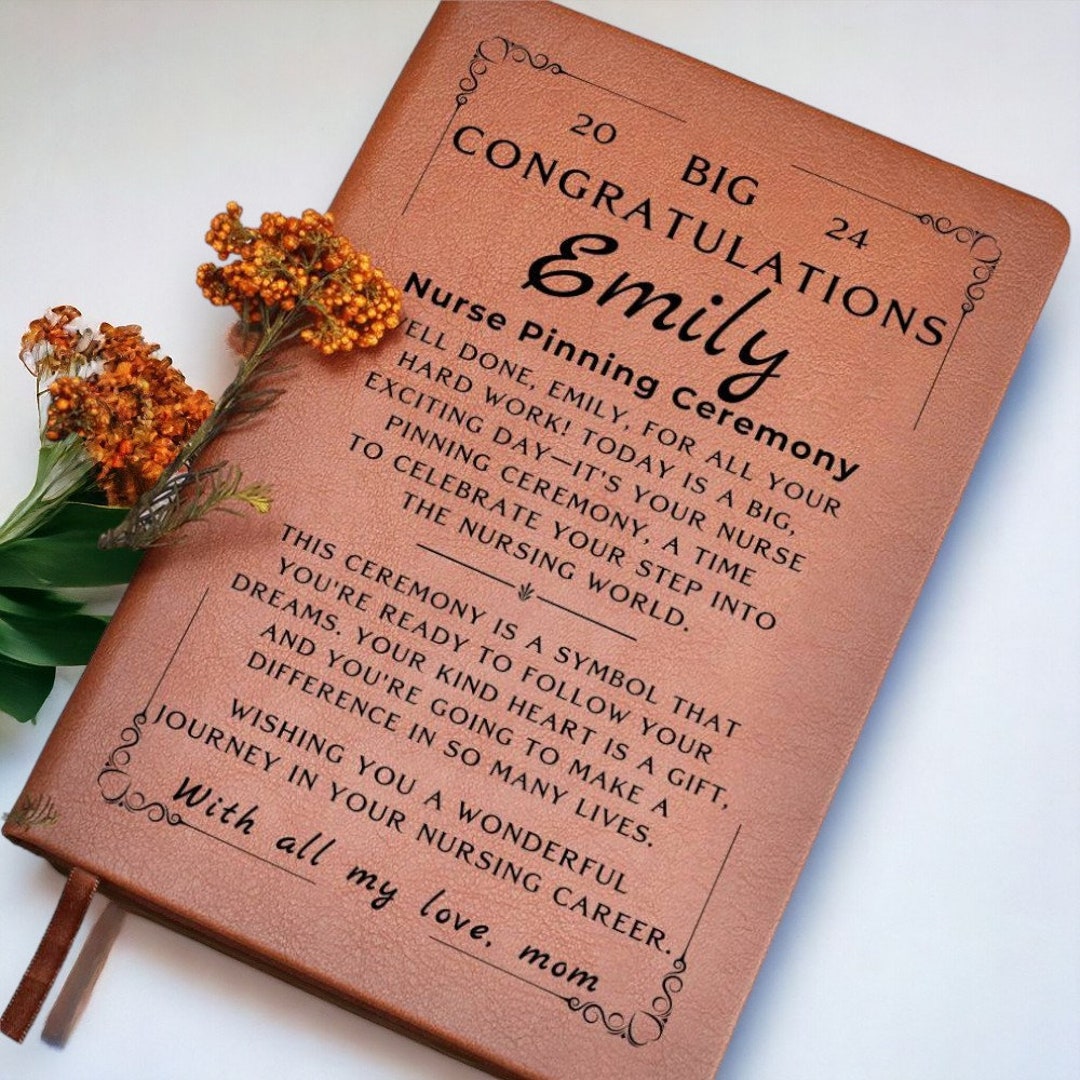 Nurse Pinning Graduation Gift Personalized Leather Journal, RN LPN Gift ...