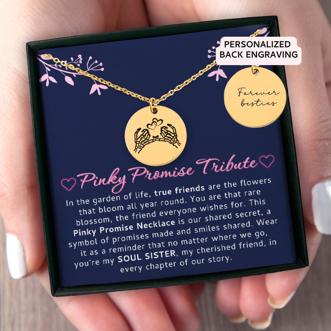 Double Skeleton Pinky Swear Heart Necklace, Best Friend Gift, Goth ...