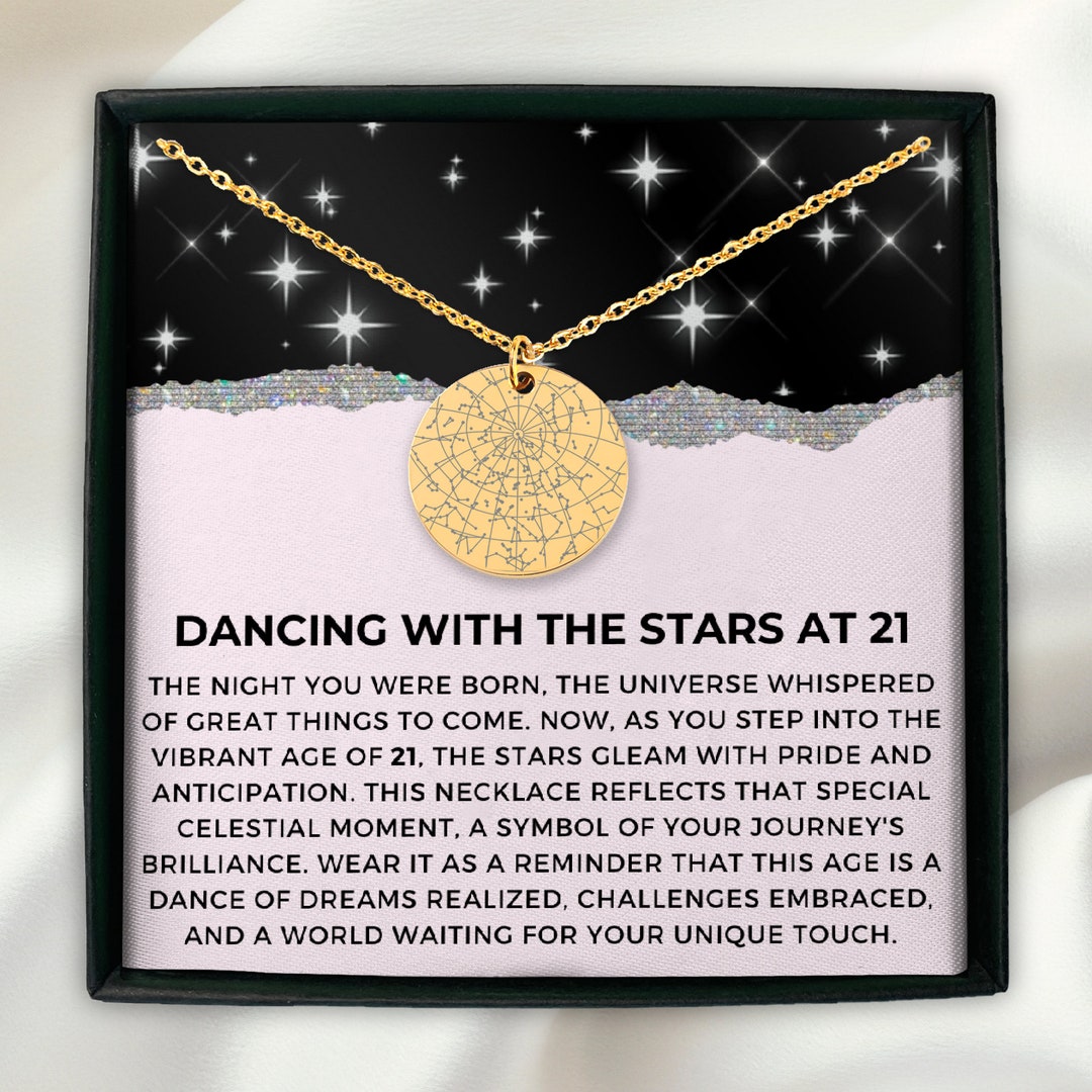 21st Birthday Gift for Her Custom Star Map by Date Necklace, 21 ...
