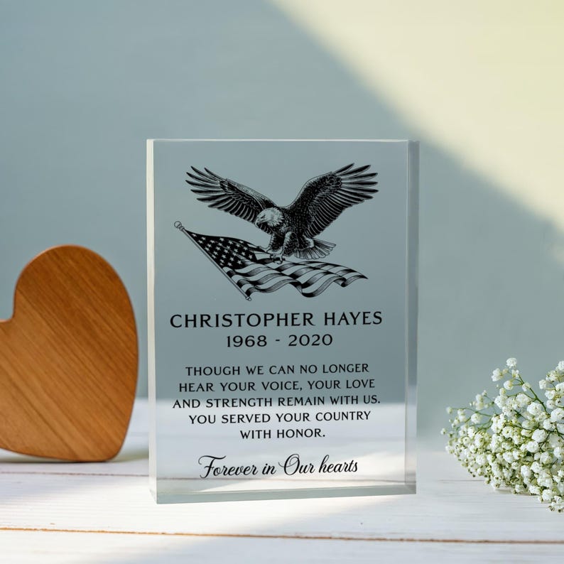 Veteran Memorial Plaque, Military Remembrance Gift, Patriotic Veteran ...