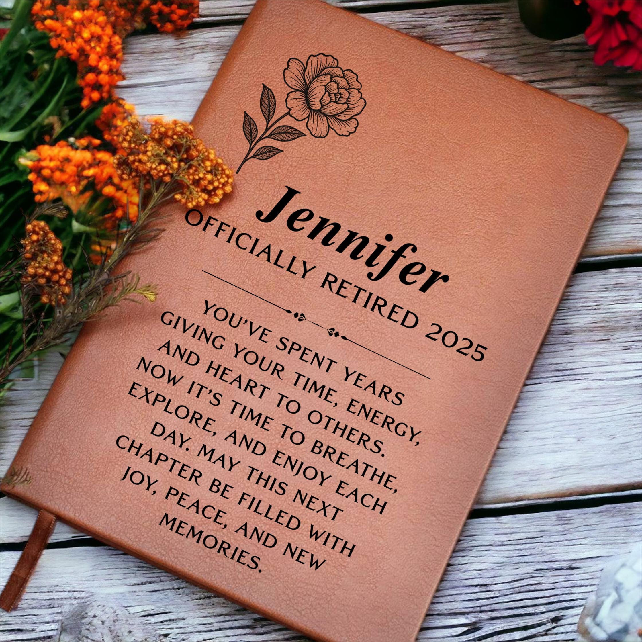 Retirement Gift for Women, Personalized Leather Journal, Custom Gift ...
