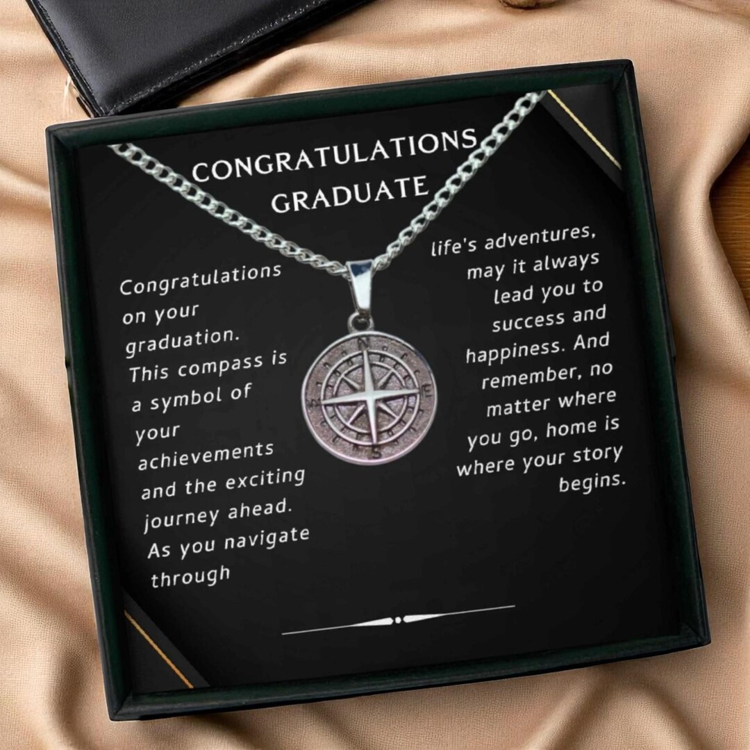 Personalized Graduation Gift for Son Engraved Compass Pendant, Gift for ...