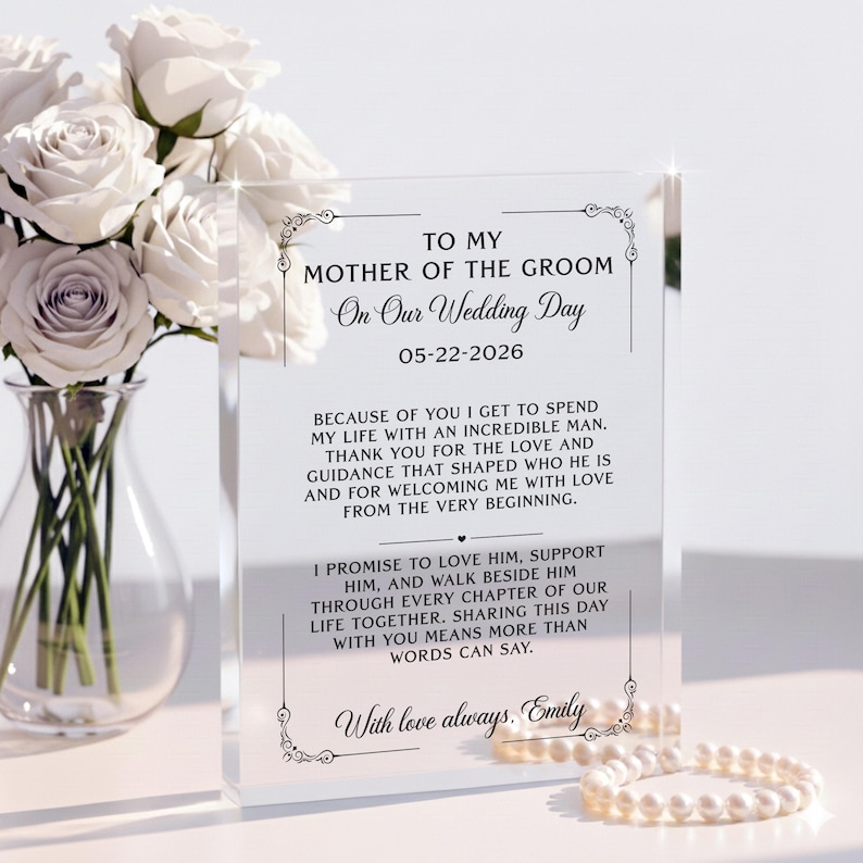 Mother of the Groom Gift From Bride, Wedding Day Thank You Gift ...