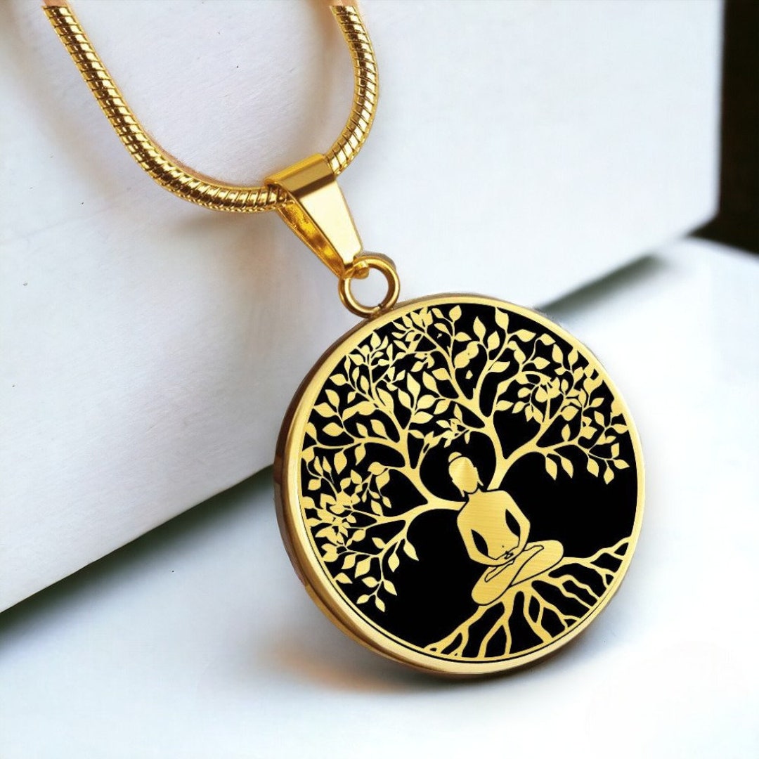 Personalized Buddha Pendant, Tree of Life Necklace, Gift for Yoga ...
