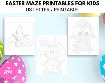 Easter Maze Coloring Pages Printable Mazes for Kids 10 - Etsy