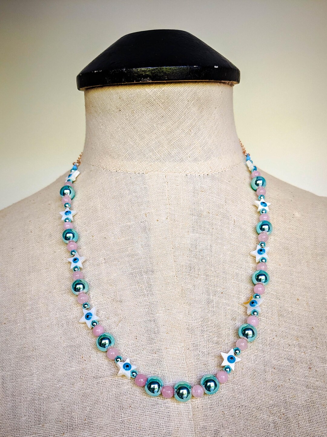 Star-shaped Shell Beaded Single Strand Necklace; "starry Eyed"; Shell ...