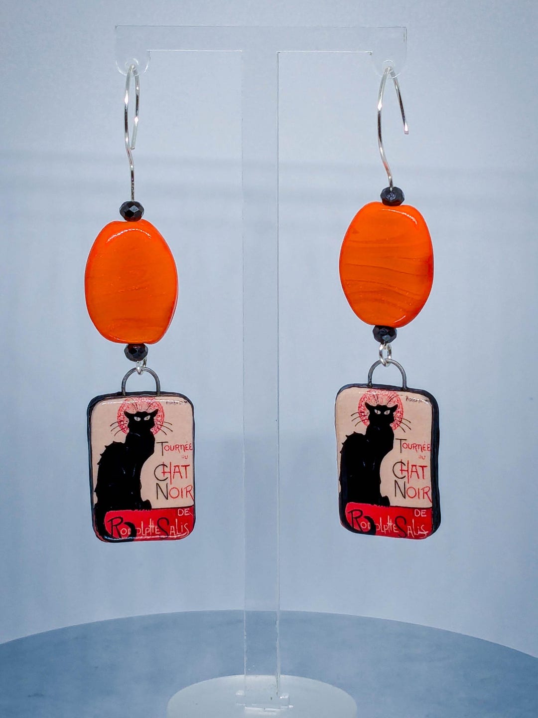 Ceramic Tournée Du Chat Noir Poster Dangle Earrings: Art Nouveau Style ...