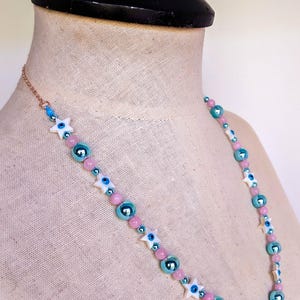 Star-shaped Shell Beaded Single Strand Necklace; "starry Eyed"; Shell ...