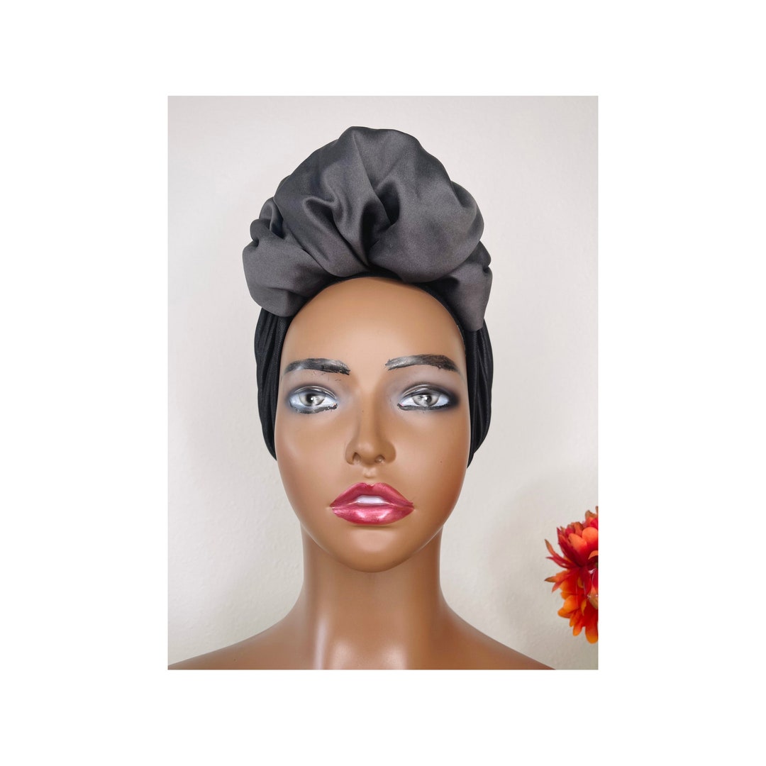 Black Turban, Pre Tied Head Wear, Head Cover - Etsy