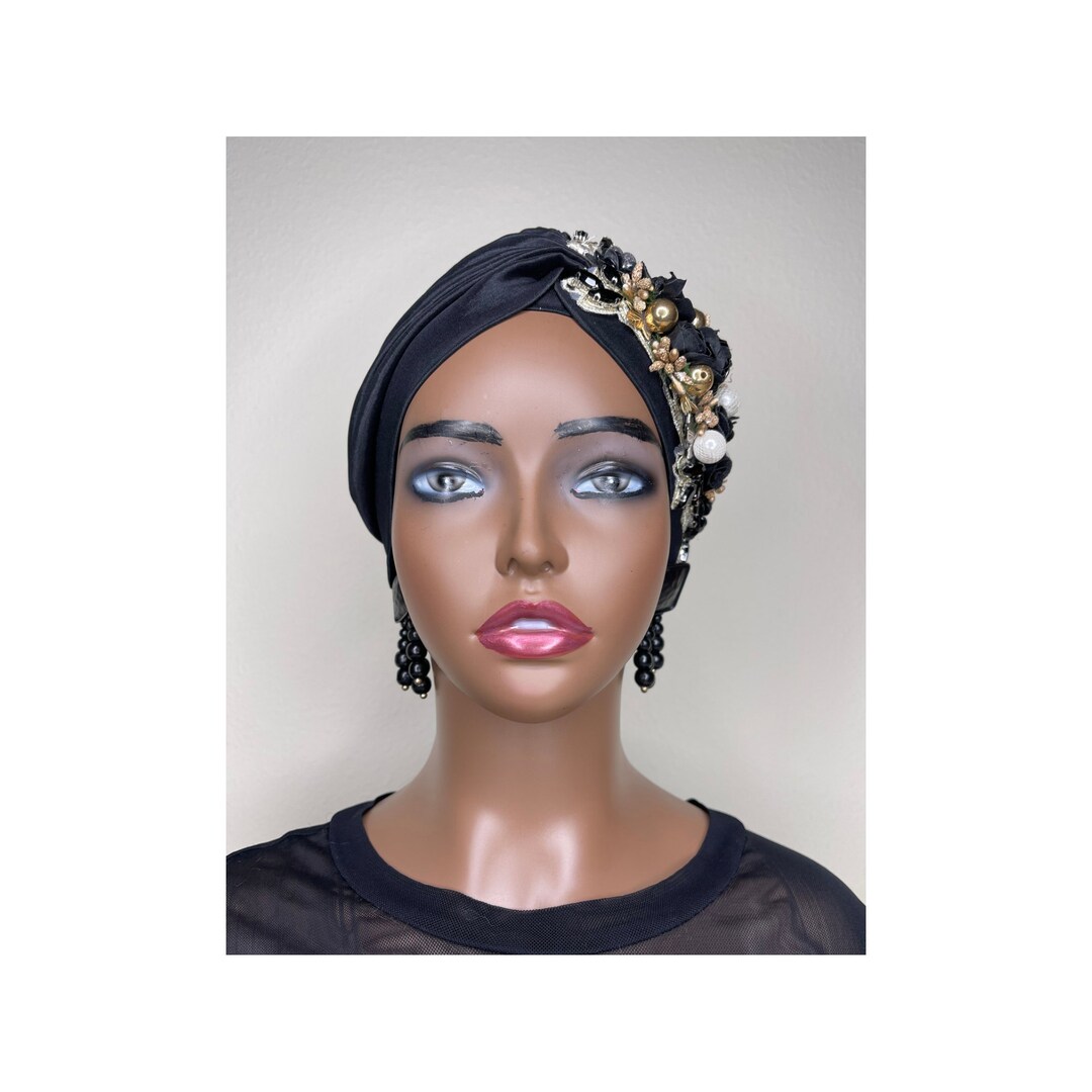 Black Turban, Head Cover, Party Turban - Etsy