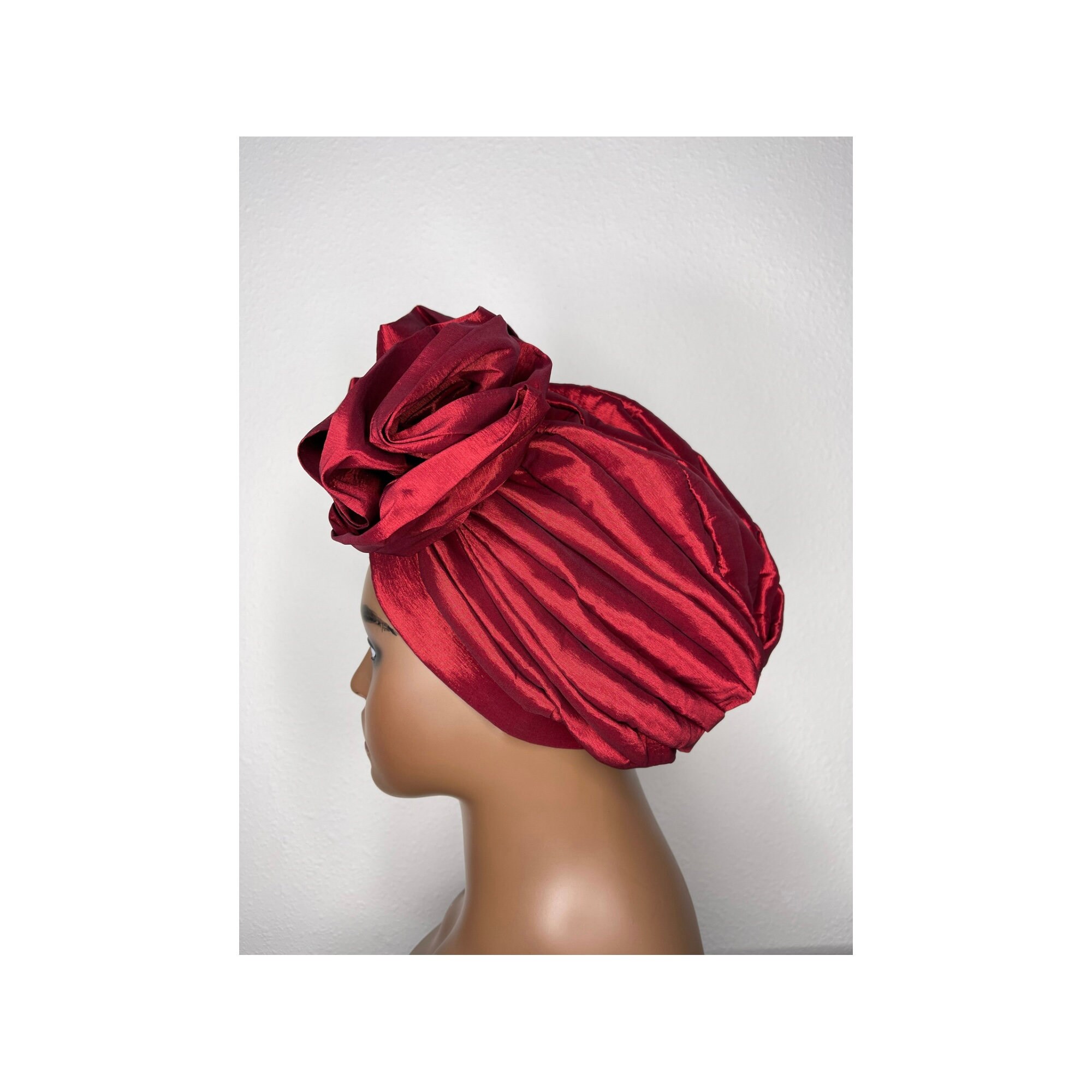 Cherry Red Fashion Turban Party Wear Wedding Guest Head Cover Cancer ...