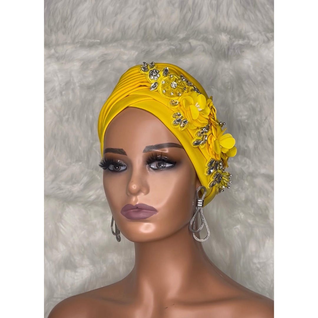 Yellow Turban, Party Head Wear, Head Cover - Etsy