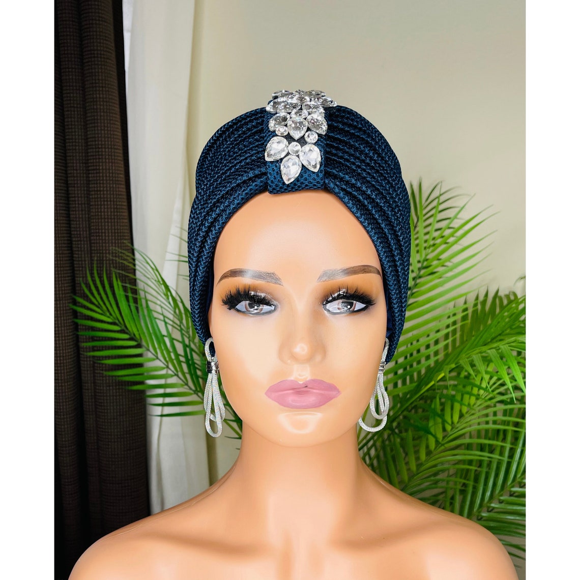 Rhinestones Turban, Blue Turban, Head Cover - Etsy