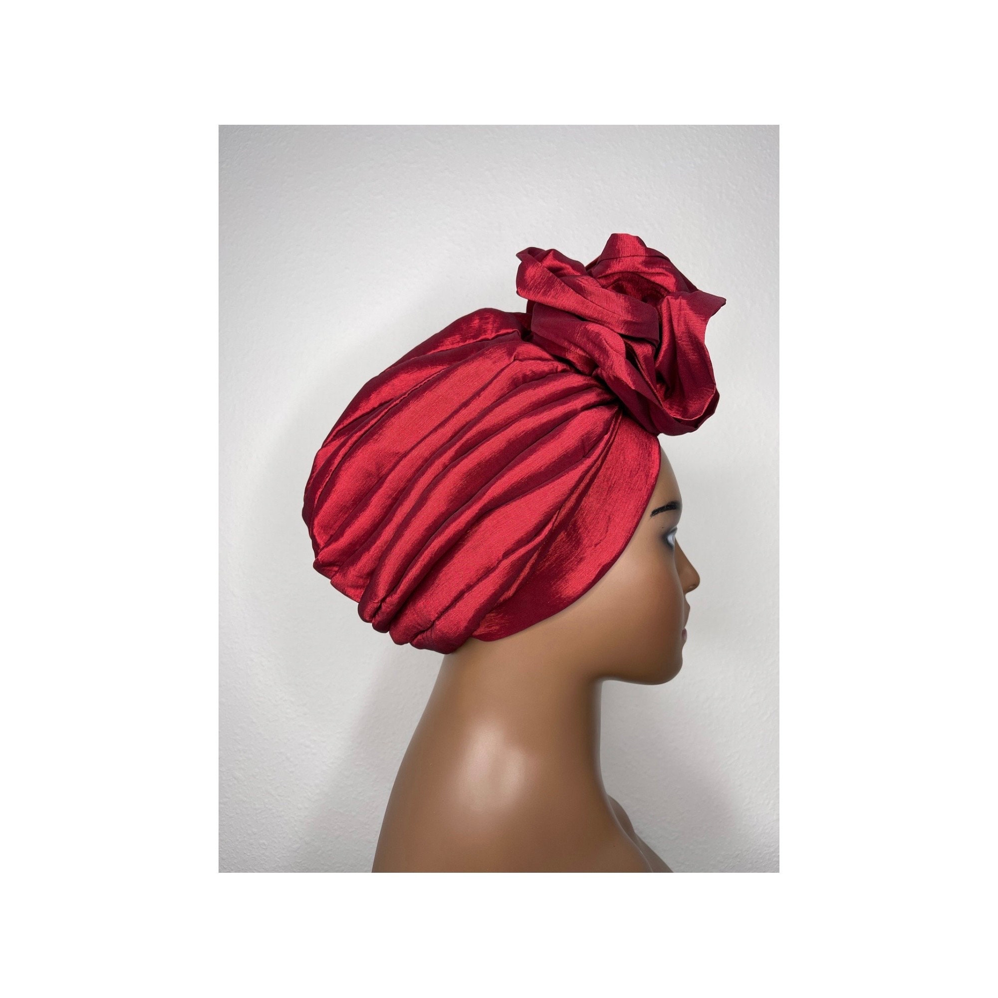 Cherry Red Fashion Turban Party Wear Wedding Guest Head Cover Cancer ...