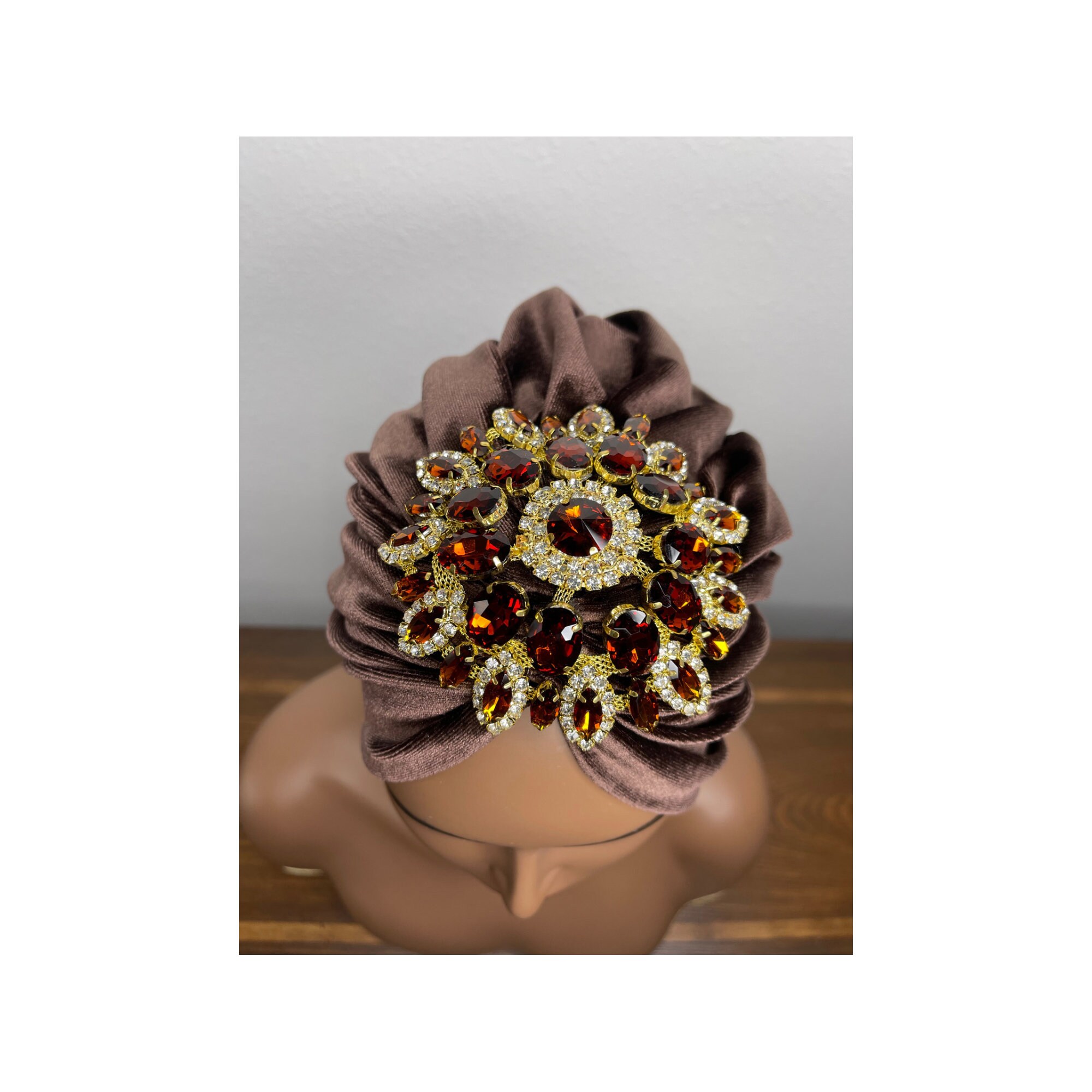 Chocolate Brown Turban | Velvet Turban | Wedding Guest Turban | Cancer ...