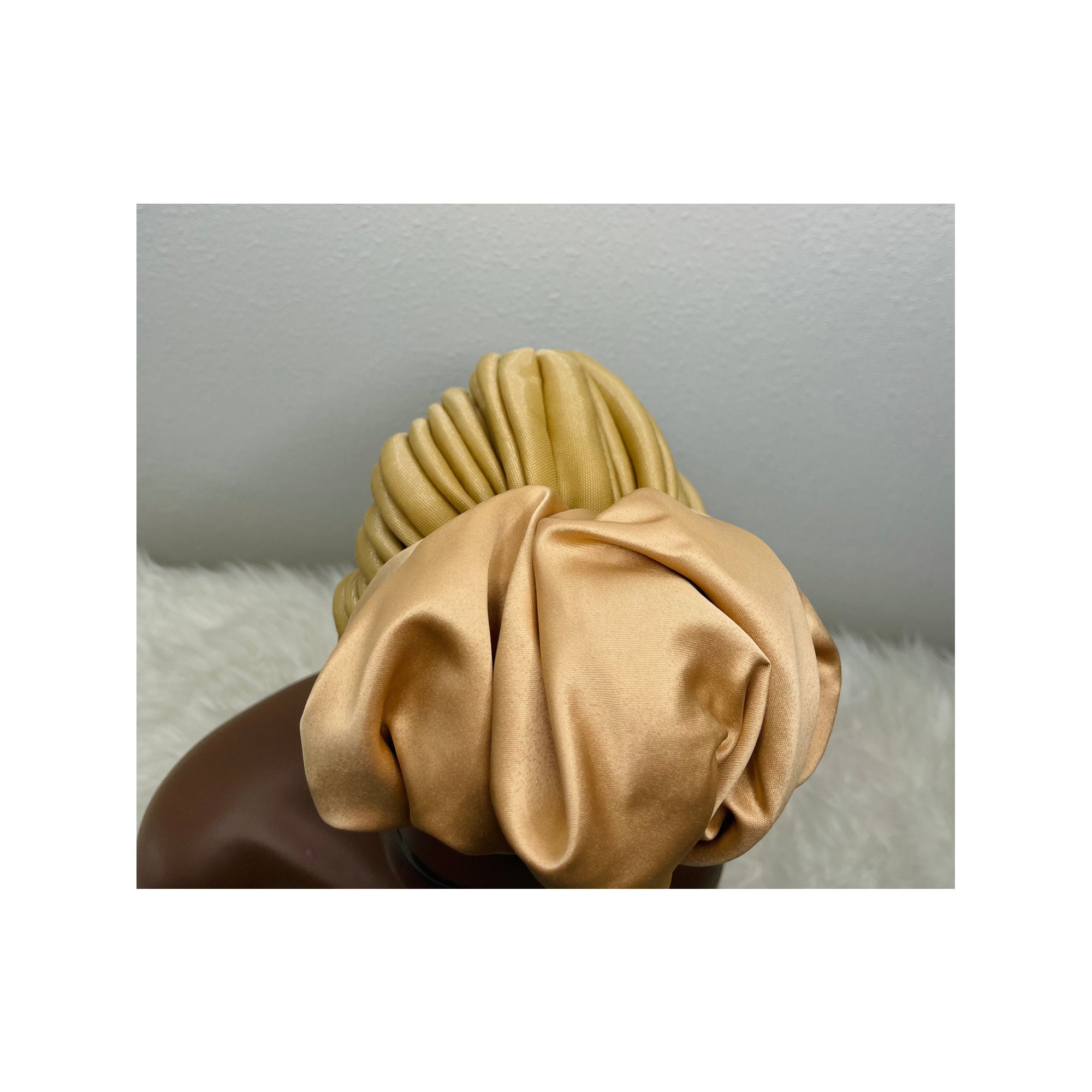 Brandy Tan Top Knot Turban Pre Tied Cancer Head Wrap Hair Loss Cap ...